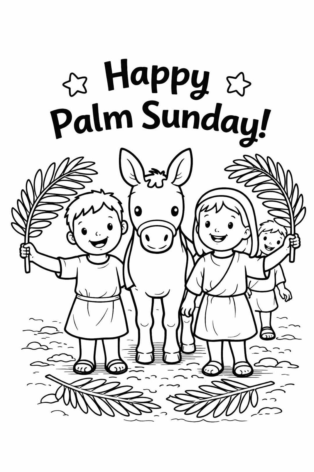 Palm Sunday Preschool Coloring Page | Easter Coloring Page | Happy Palm ...