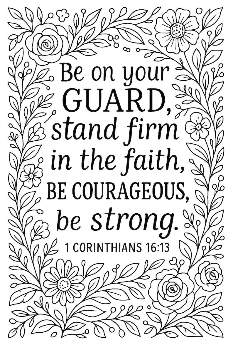 1 Corinthians 16:13 Bible Verse Coloring Pages + Devotional Study Guide ...