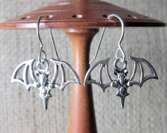 Earrings Sterling Silver Dangle Bat the Presence of a Bat - Etsy