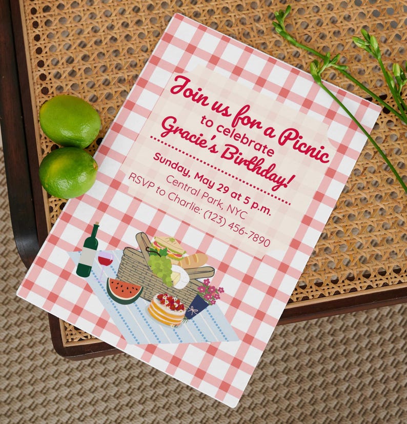 Picnic Party Invitation Template | Digital Picnic Invite | Editable ...