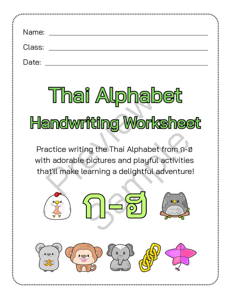 Thai Alphabet Handwriting Practice for Foreign Learners | 110 Pages ...