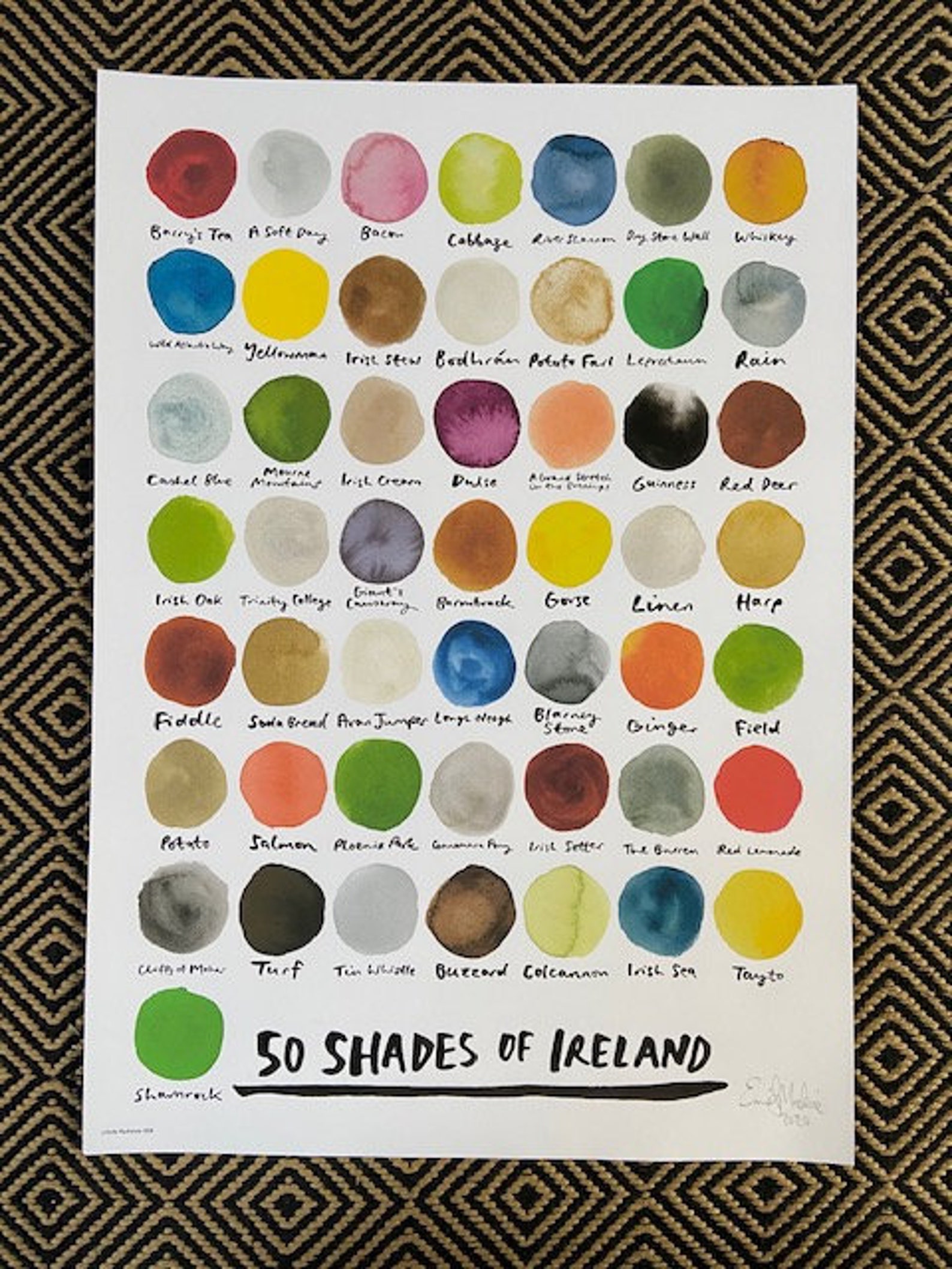 50 Shades of Ireland quirky Irish colour chart poster. Fun | Etsy