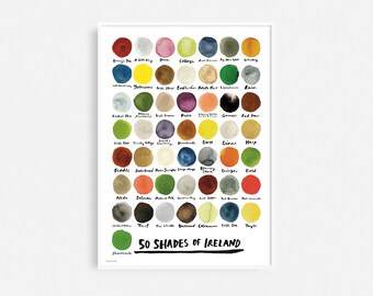 50 Shades of Scotland, Quirky Scottish Colour Chart Poster. Fun Memento ...