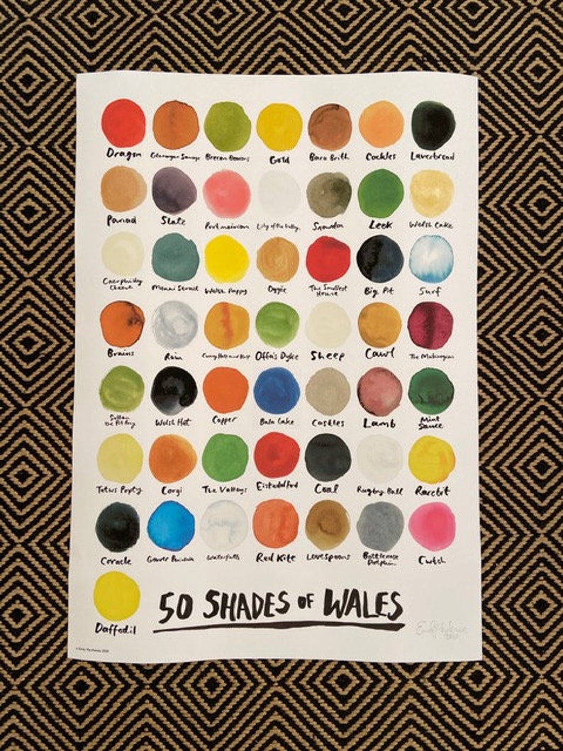 50 Shades of Wales Quirky Welsh Colour Chart Poster. Fun | Etsy UK