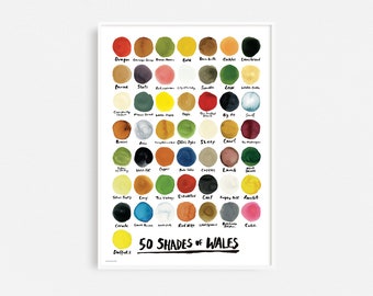 50 Shades of Scotland, Quirky Scottish Colour Chart Poster. Fun Memento ...