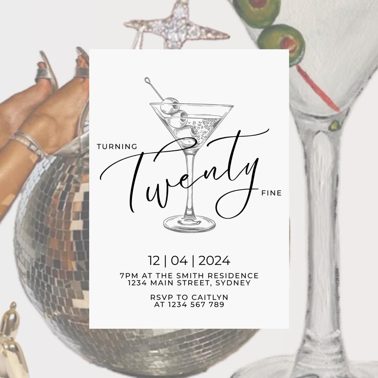 Turning Twenty Fine Invitation | 25/29th Birthday Digital Invite | Editable Digital Template - Etsy