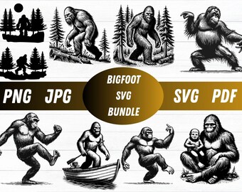 Bigfoot Svg Bundle, Bigfoot Sasquatch Svg, Bigfoot Clipart, Bigfoot ...