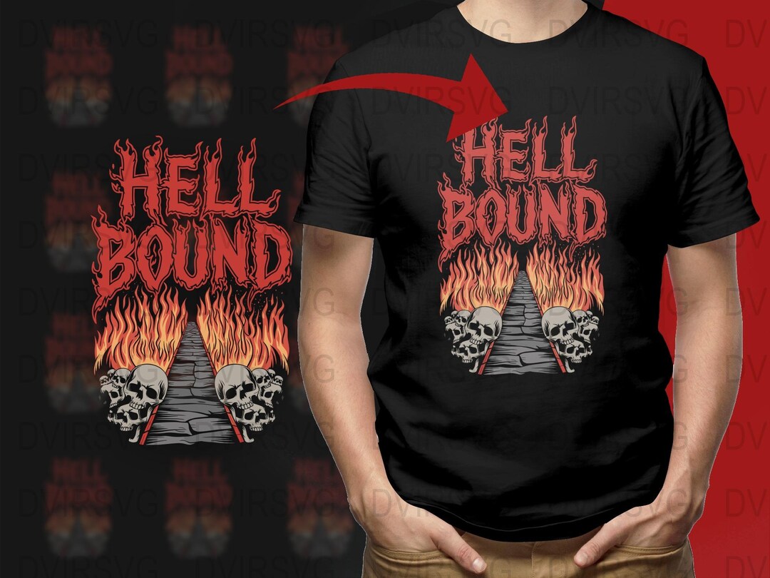 Hellbound T-shirt Design, Digital Download, Skulls and Flames, PNG ...