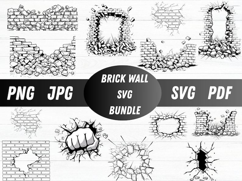 Brick Wall SVG Bundle, Broken Wall Graphics (digital Download) - Etsy