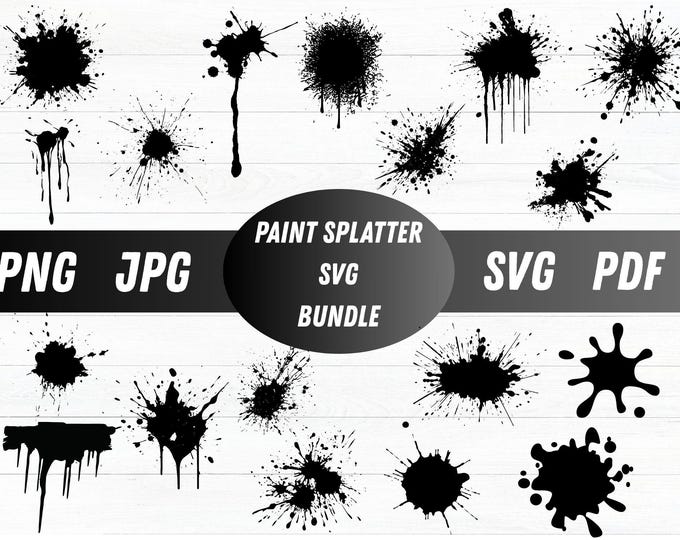 Black Dripping Paint Clipart SVG Bundle: Ink Splatter Graphics (digital ...