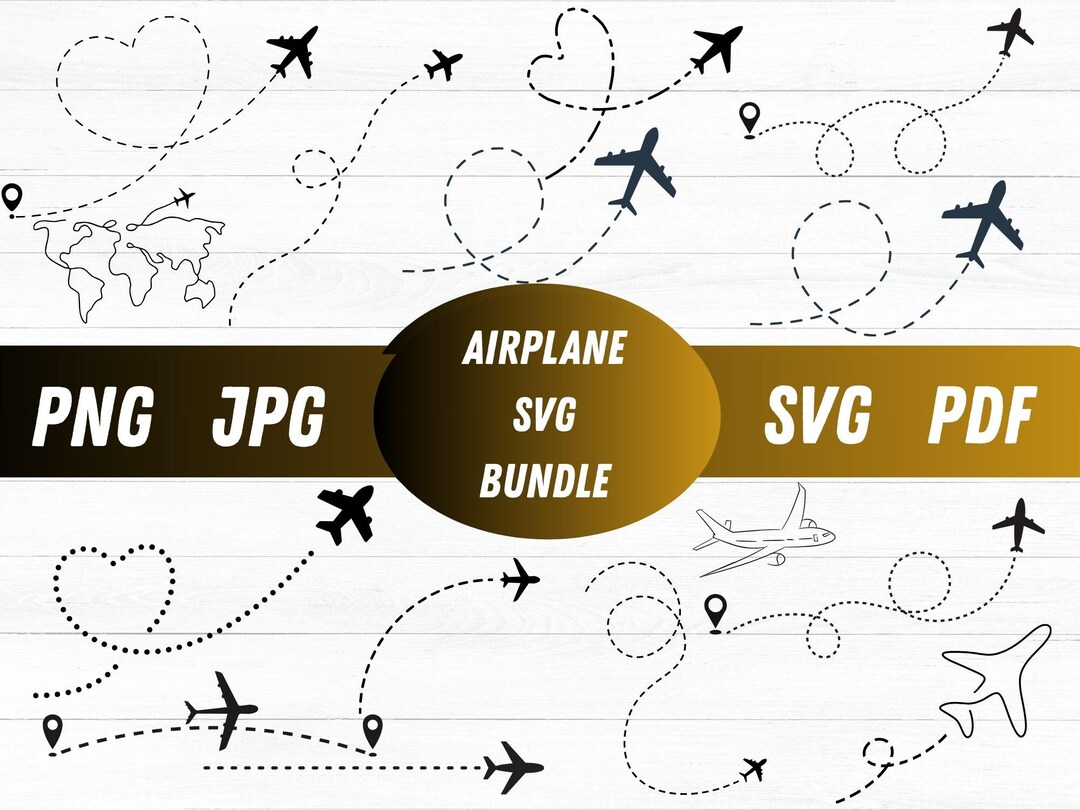Airplane Path Bundle SVG PNG Files for Cutting Machines - Airplane ...