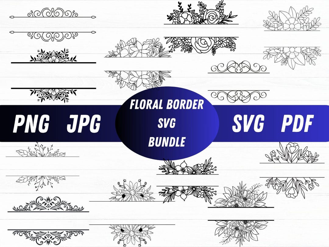 FLORAL BORDER Svg BUNDLE Flower Frame Svg File Cricut Botanical Border ...