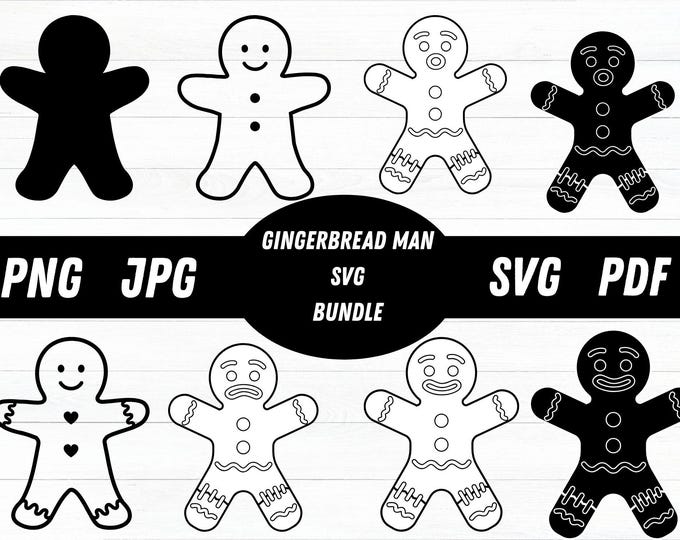 Gingerbread SVG Bundle, 12 Christmas Gingerbread Clipart, Gingerbread ...