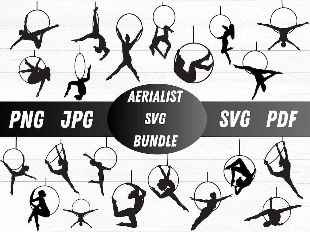 Aerialist SVG Bundle, Aerial Acrobat Svg, Aerial Hoop Ring Svg, Aerial ...