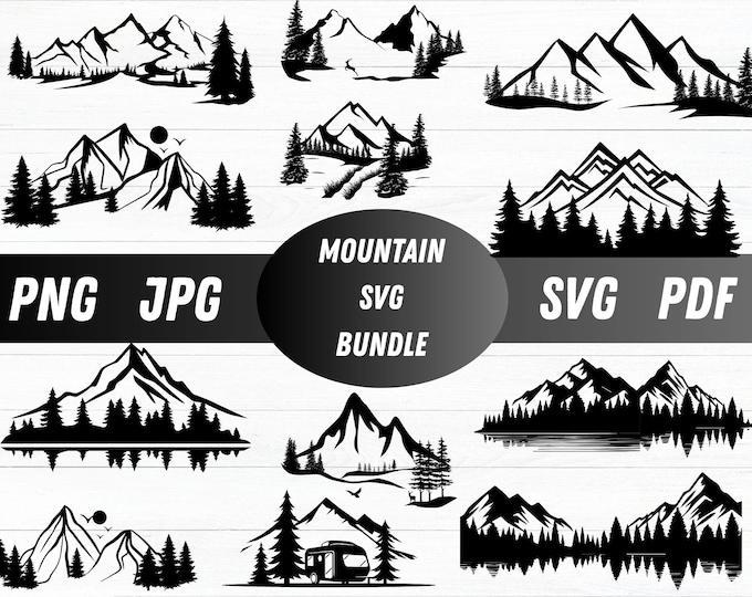 Berg SVG, Berge Clipart, Berg Cut Files, Berg Silhouette, Bergkette SVG ...