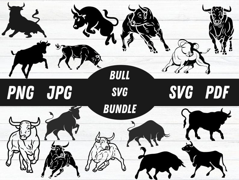 Bull SVG Bundle, Bull Silhouette Clipart, Bull Head Svg, Angry Bull Svg ...