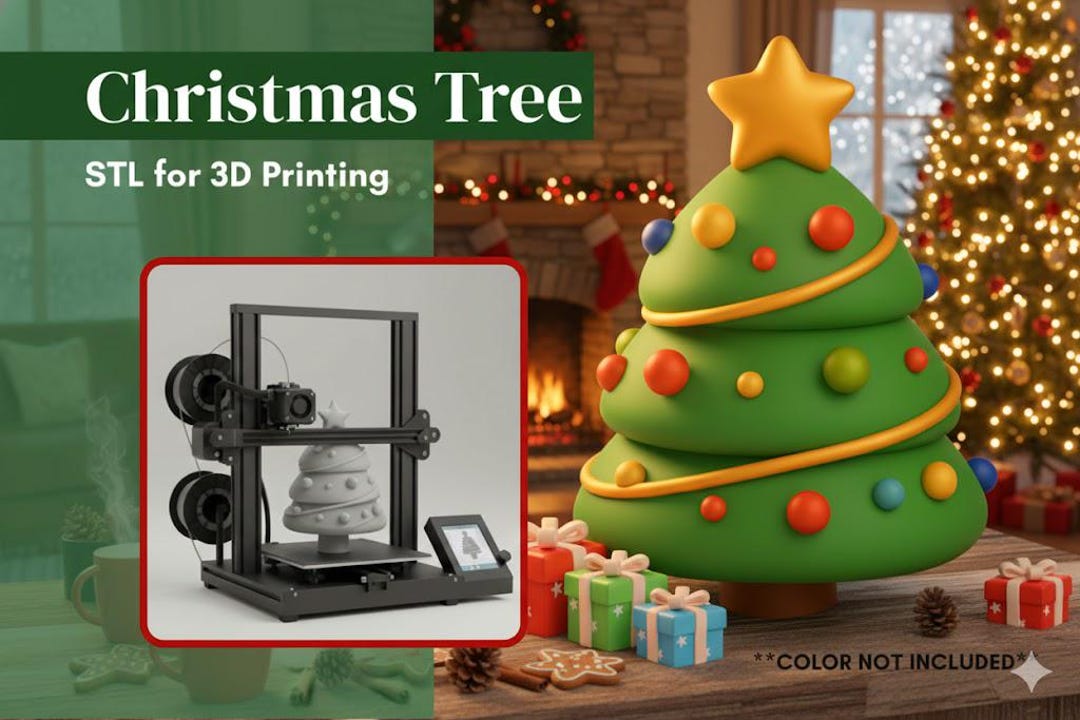 Kawaii Christmas Tree 3D STL Model, Holiday Decoration (digital ...