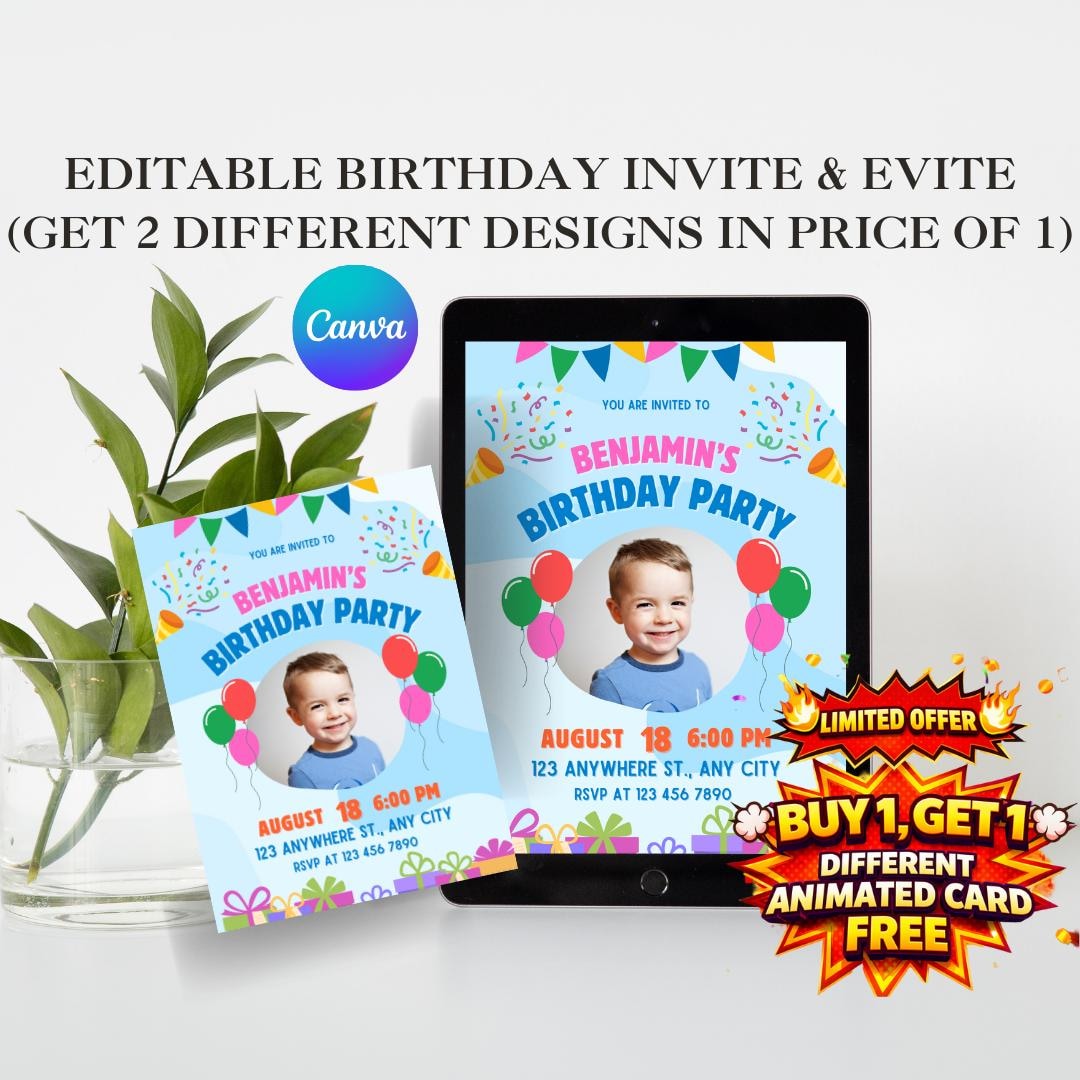 Editable Digital Birthday Invitation | Double Digits Birthday ...