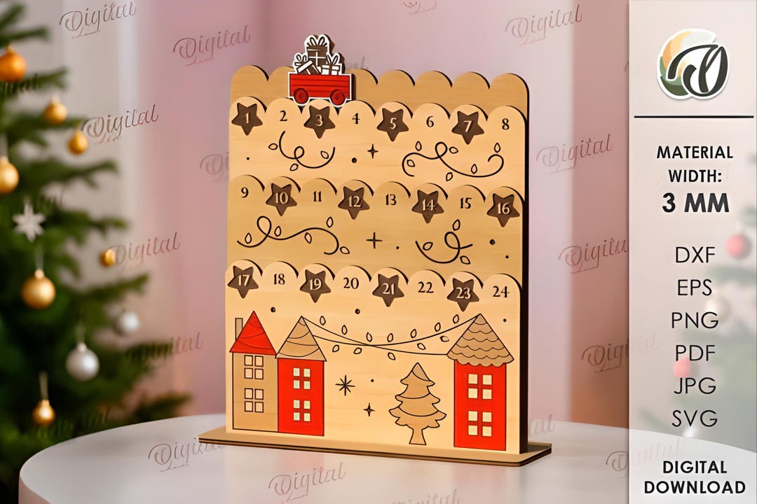 Christmas Countdown Sliding Laser Cut SVG | Advent Calendar (digital ...
