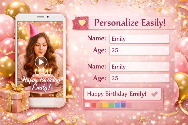 Musical Animated Birthday Card | Canva Editable Animated Birthday Card ...