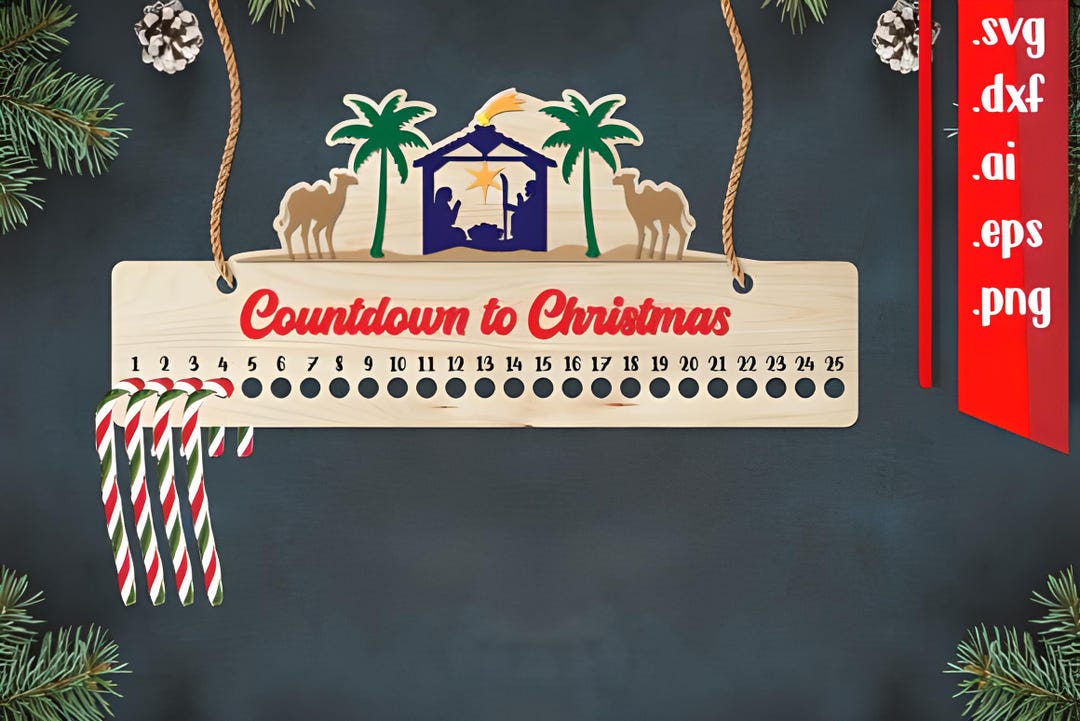 Nativity Christmas Countdown SVG | Candy Cane Advent Calendar (digital ...