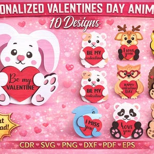 Valentines Day Animal SVG Bundle | Laser Cut Files (instant Download ...