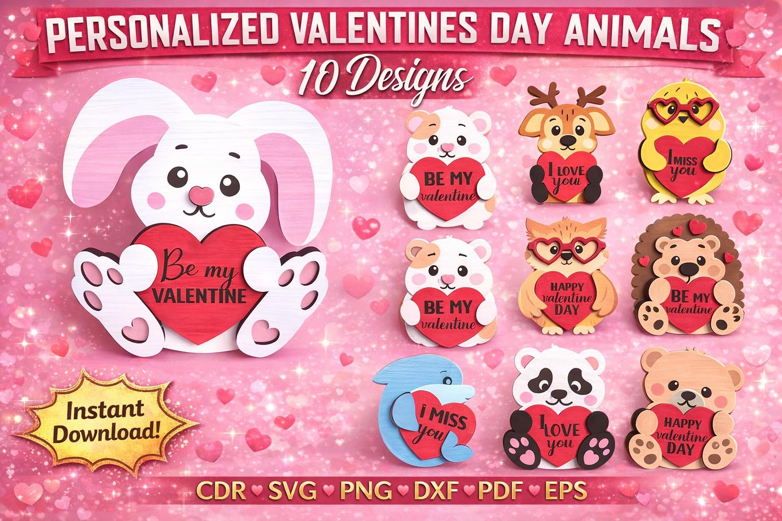 Valentines Day Animal SVG Bundle | Laser Cut Files (instant Download ...