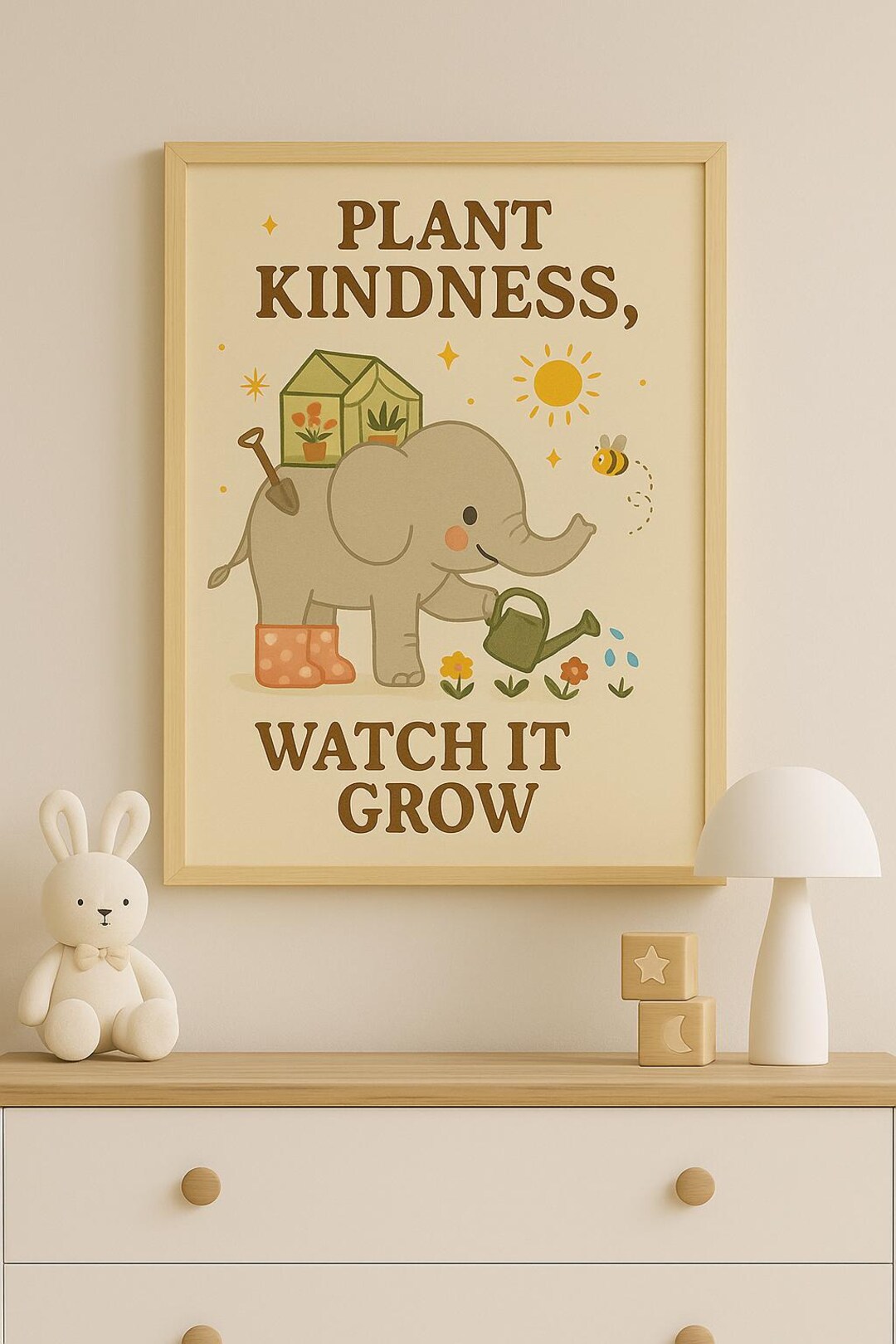 Plant Kindness Elephant Poster – Printable Nursery Art - Etsy