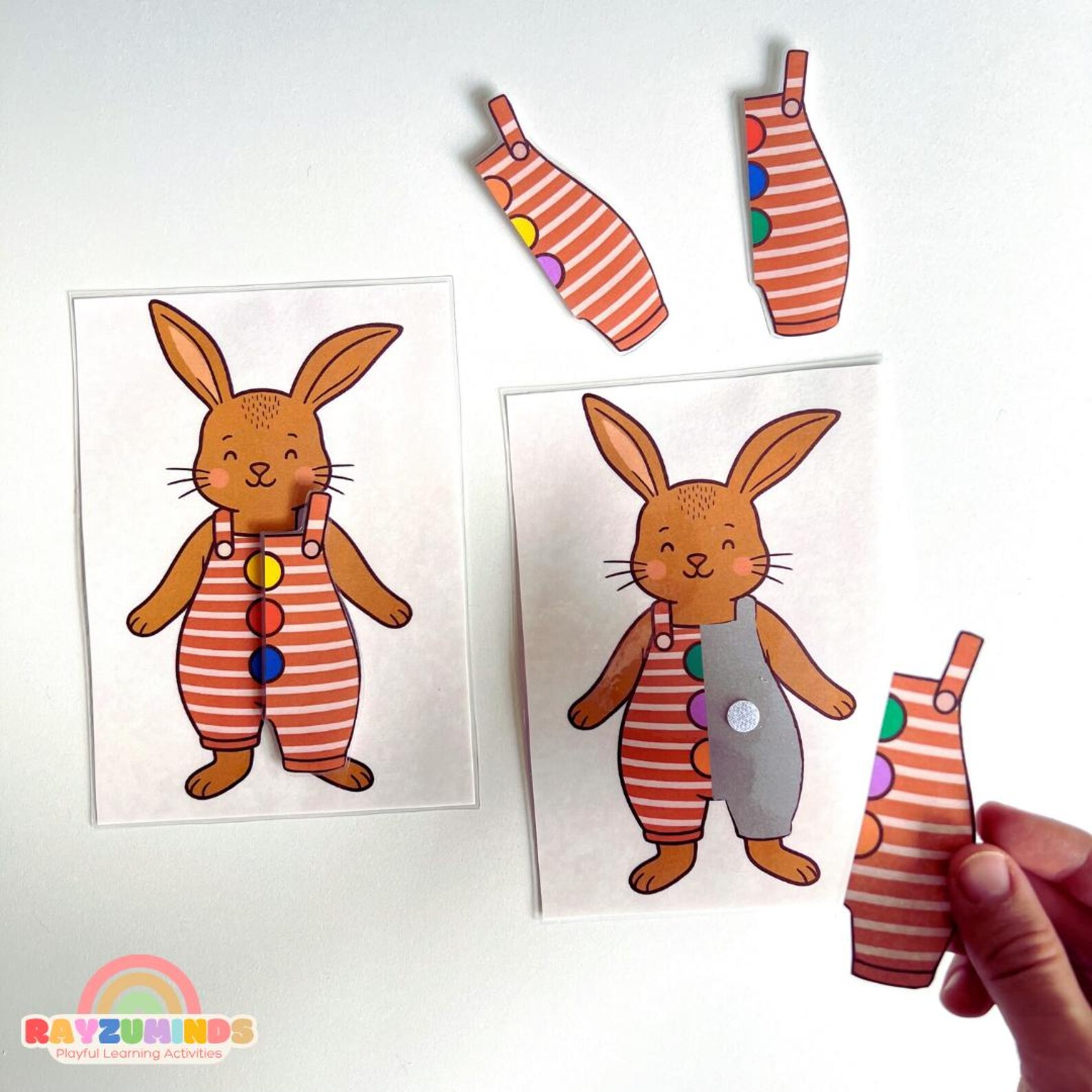 Bunny Button Color Match & Dress up Game – Printable Fine Motor ...