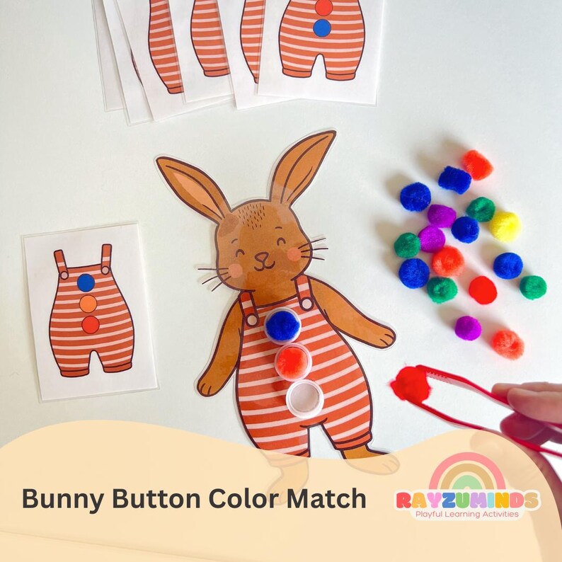 Bunny Button Color Match & Dress up Game – Printable Fine Motor ...