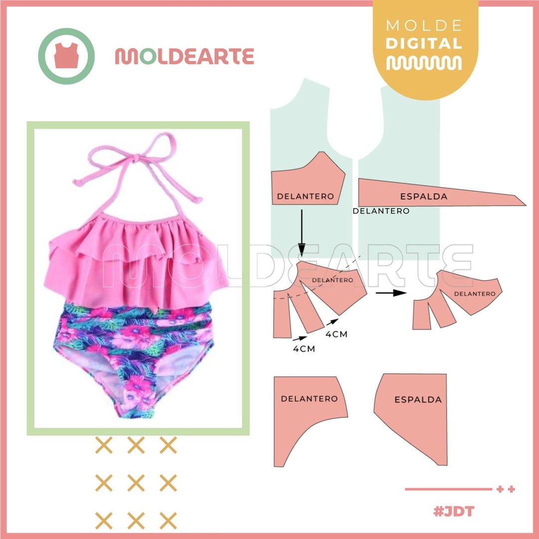 Girl's Swimsuit Pattern - Mesh - Children's Swimwear - PDF - A4 - 6 ...