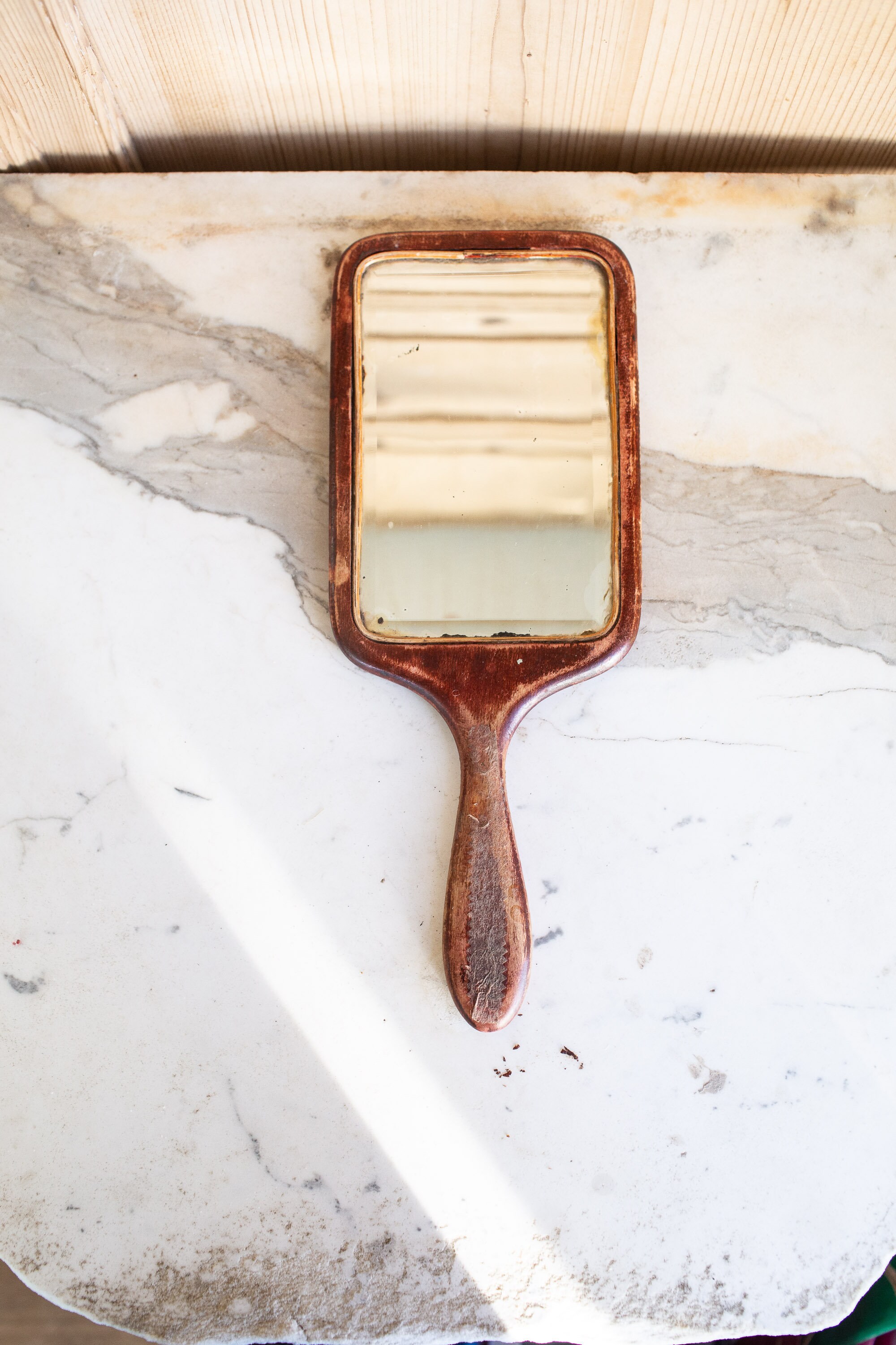 Antique Beveled Hand Mirror. Wood Hand Mirror. Vintage Hand | Etsy