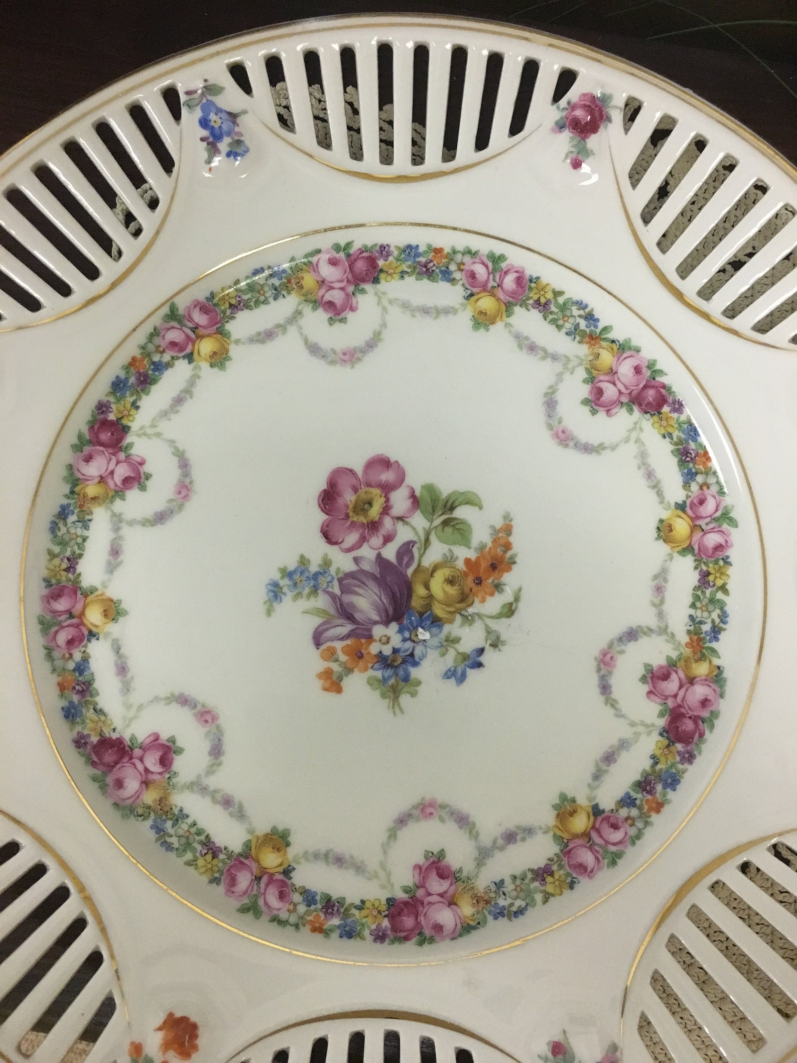 Beautiful Vintage German Reticulated Rim Plate With Floral | Etsy
