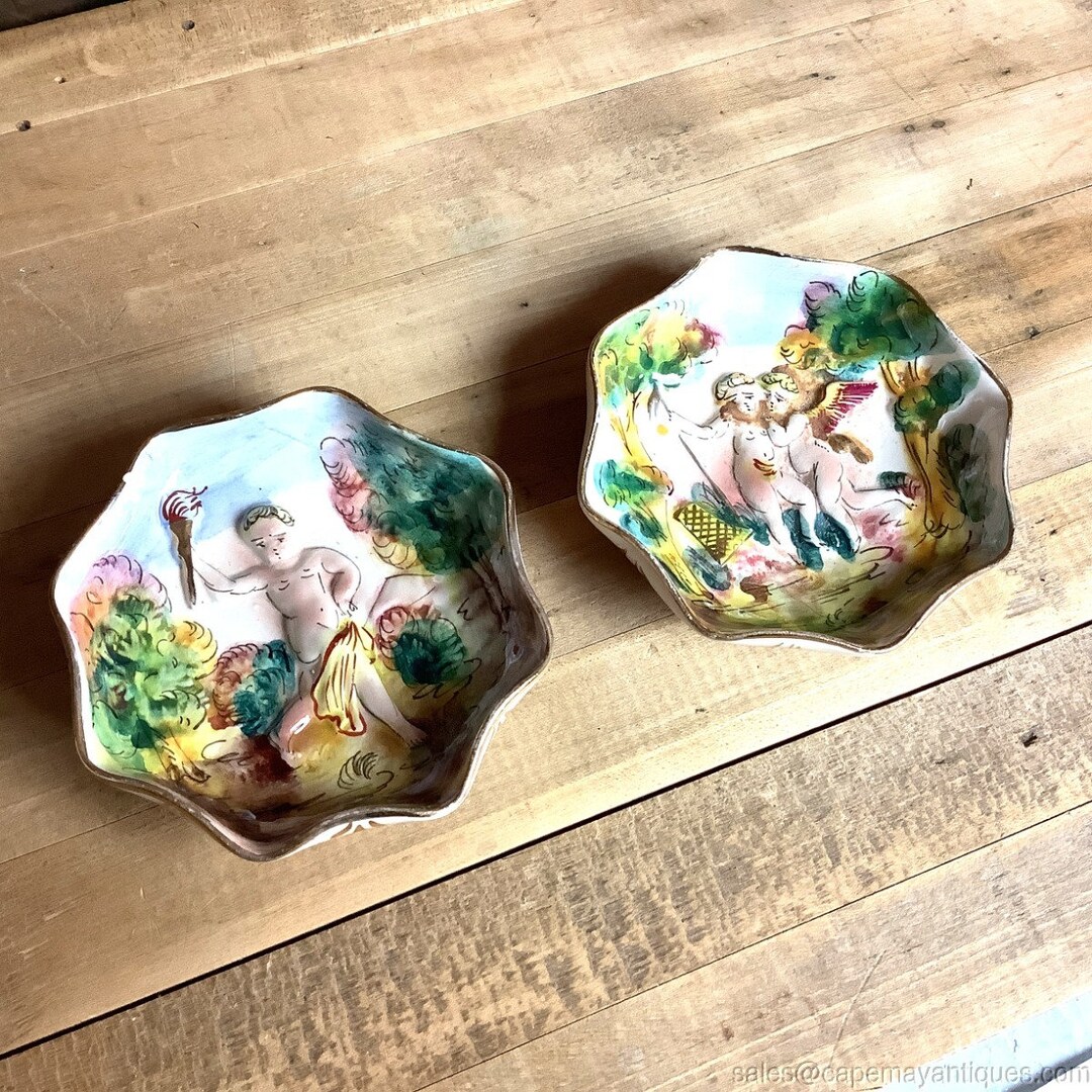 2 Capodimonte Small Trinket Bowls Dishes Ring Catch Made in Italy ...