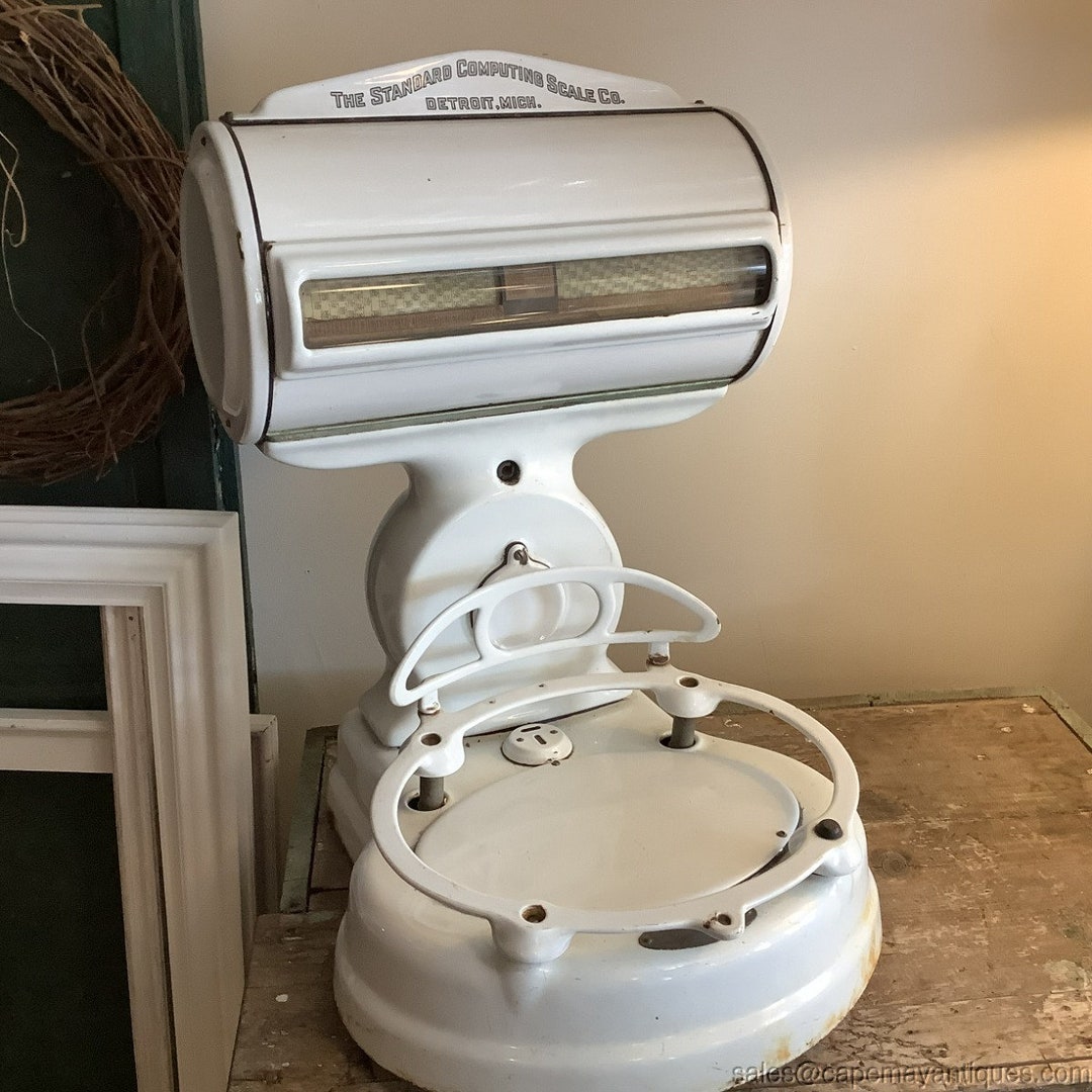 Antique Scale Standard Computing Scale Co Detroit White Large Heavy ...