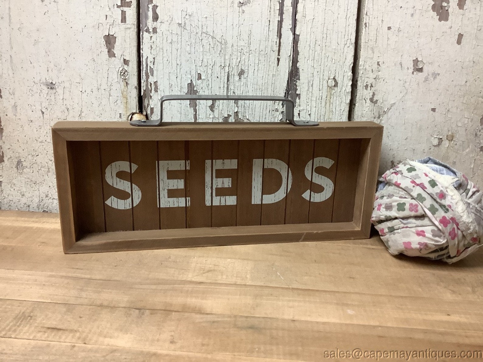 Seeds Sign Standing Wood Shelf Decor Galvanized Handle Brown | Etsy