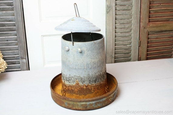 Galvanized Chicken Feeder Rusty Used Barn Farm Home Decor - Etsy