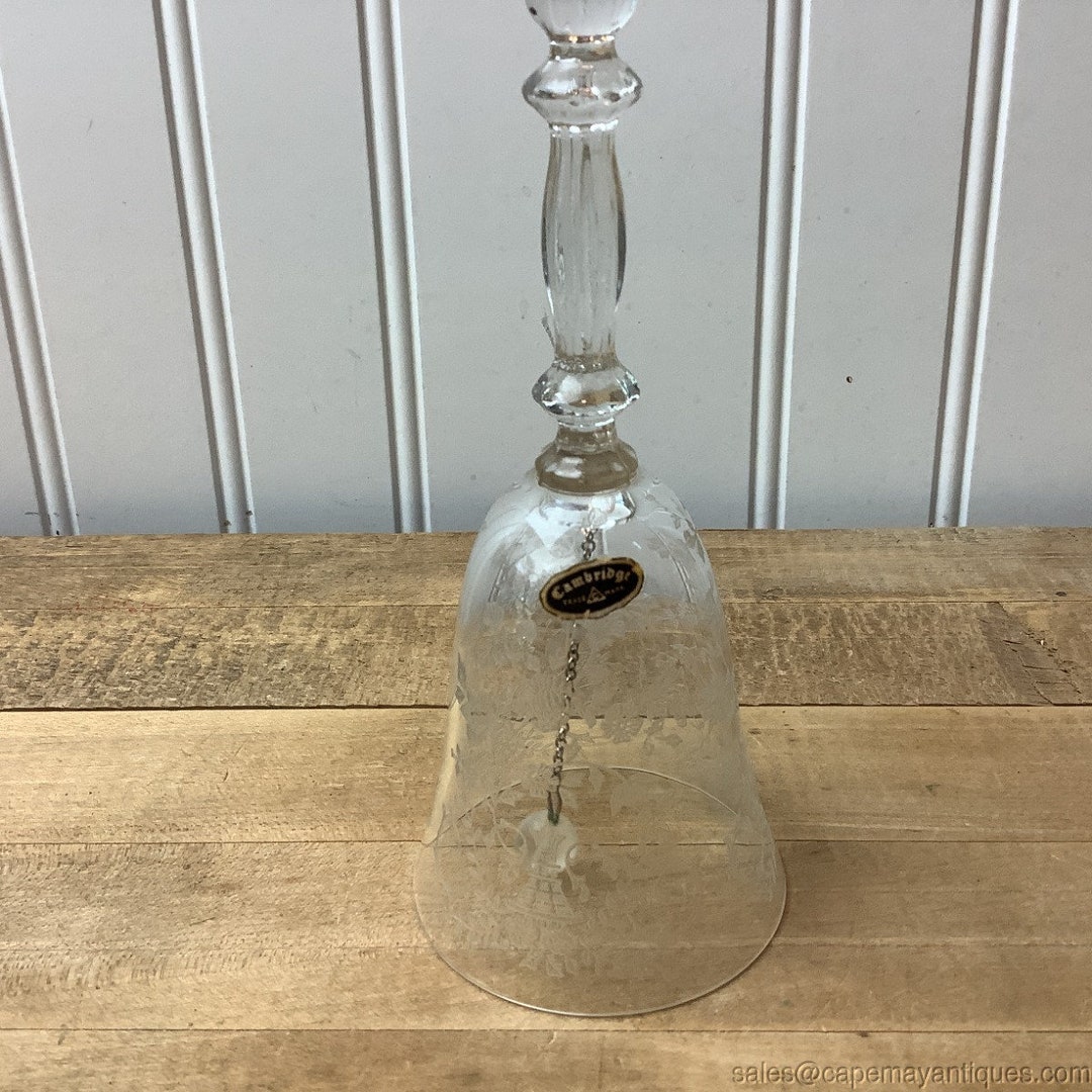 Cambridge Glass Dinner Bell Portia Pattern Original Sticker Clean Bell ...