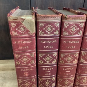 Plutarch's Lives Volumes I Thru 5 De Luxe Edition Red Leather Binding Antique - Etsy