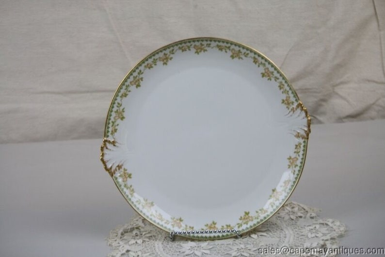 Limoges Platter Gold Tray Gilt Splayed Handles Green Peach | Etsy