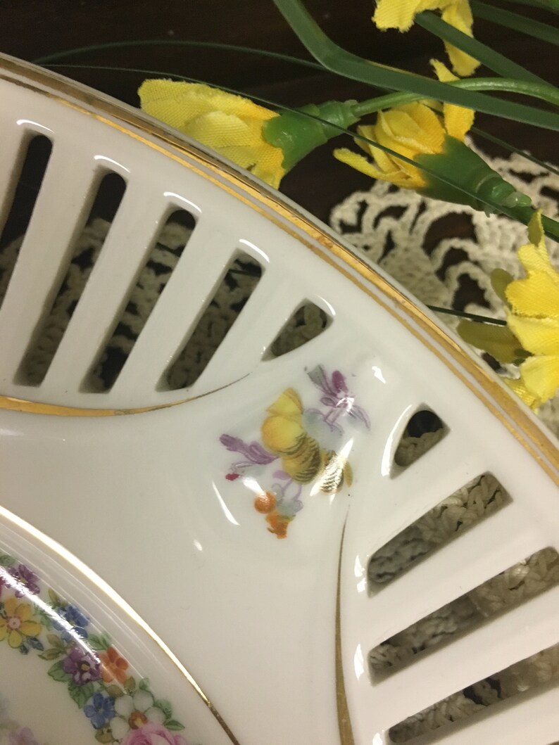 Beautiful Vintage German Reticulated Rim Plate With Floral | Etsy
