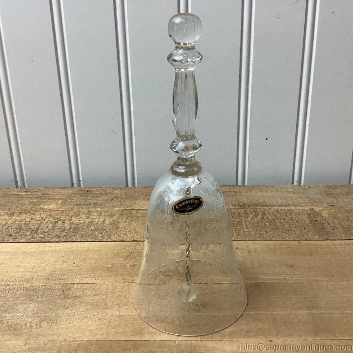 Cambridge Glass Dinner Bell Portia Pattern Original Sticker Clean Bell ...