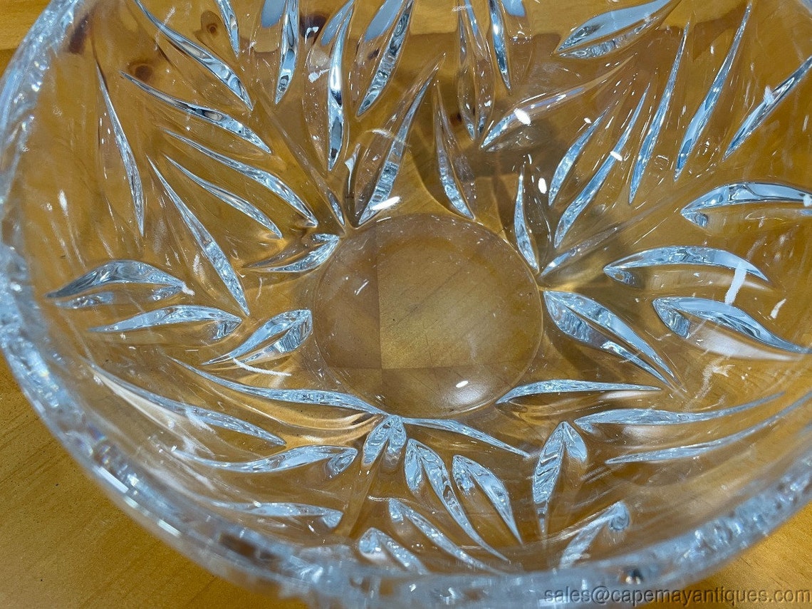 Vintage Large Crystal Bowl Cut Glass Lead Crystal Leaf Pattern - Etsy