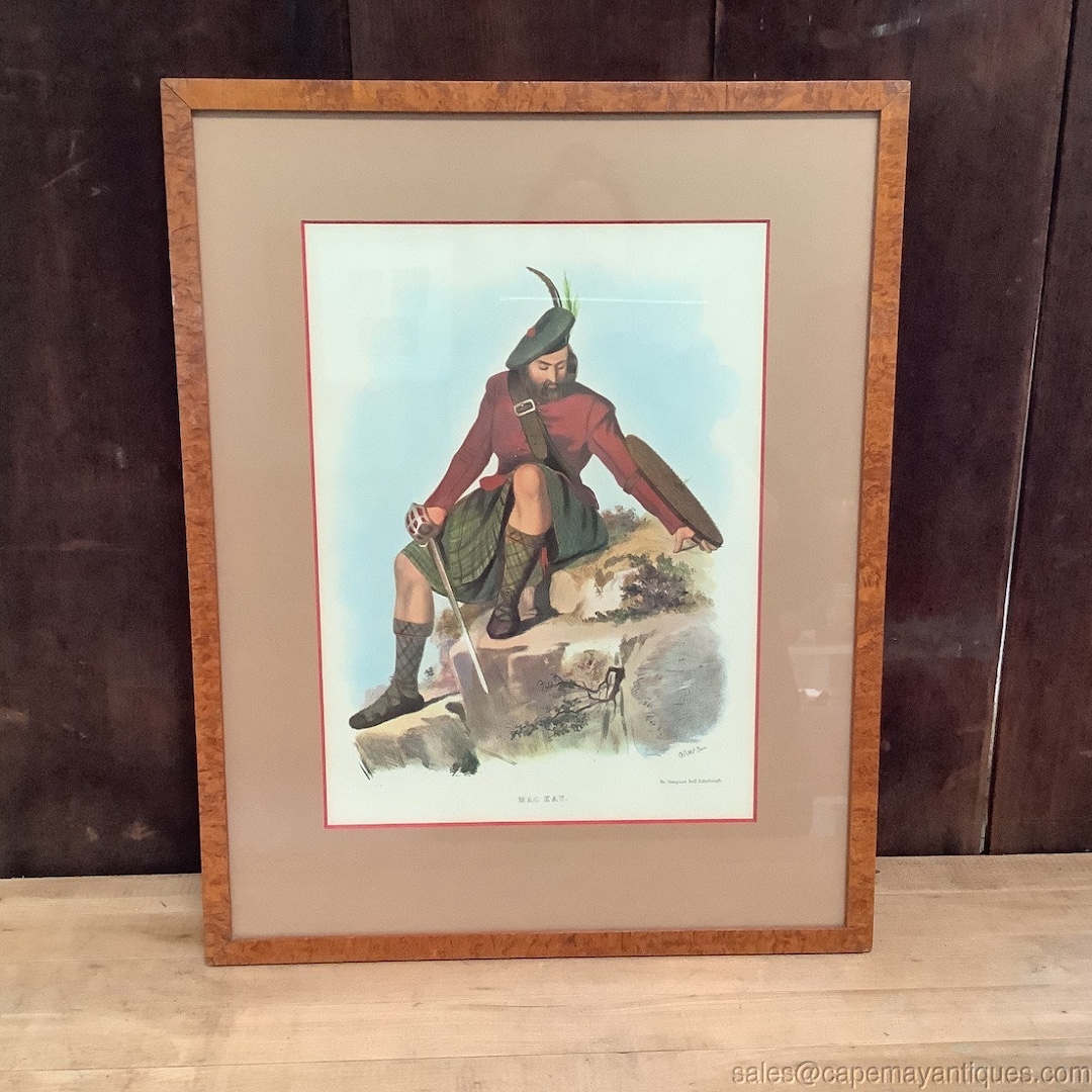 Mac Kay Scottish Costume Art Print Framed Matted Burled Wood by RR ...