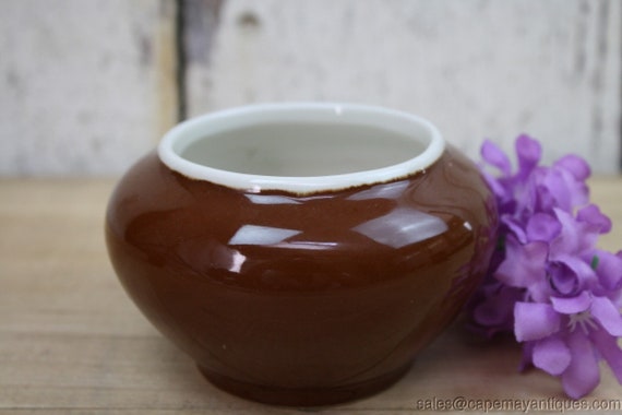 Hall Pottery Vase Pudding Cup Brown made in USA | Etsy