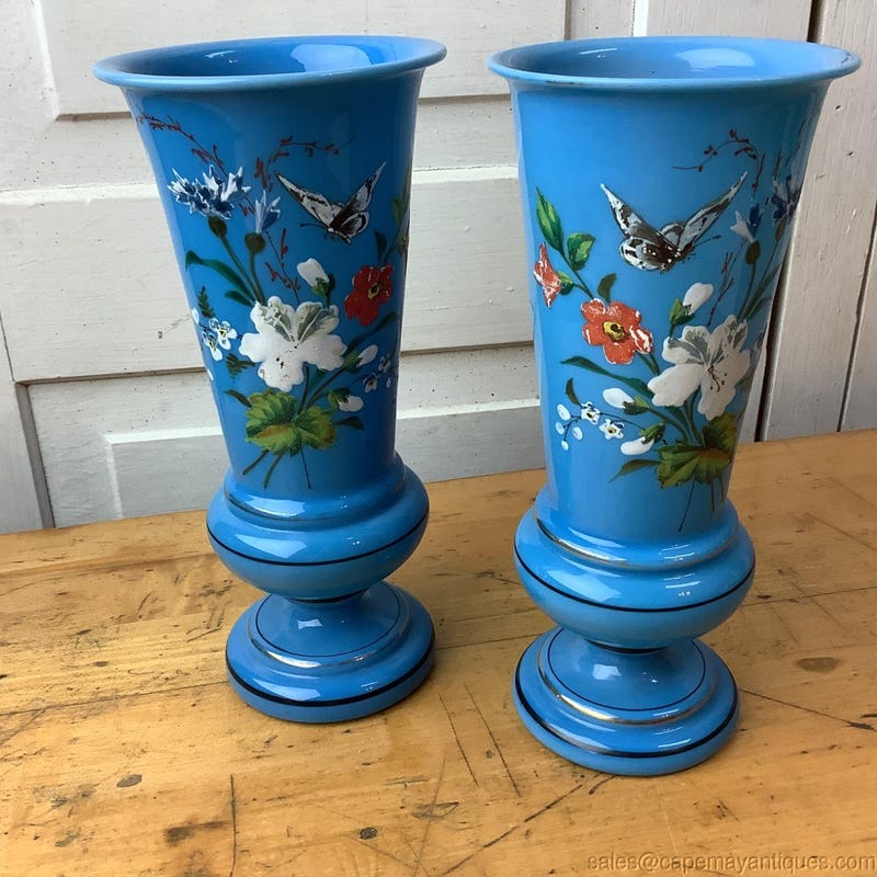 Blue Bristol Glass Vase - Etsy Norway