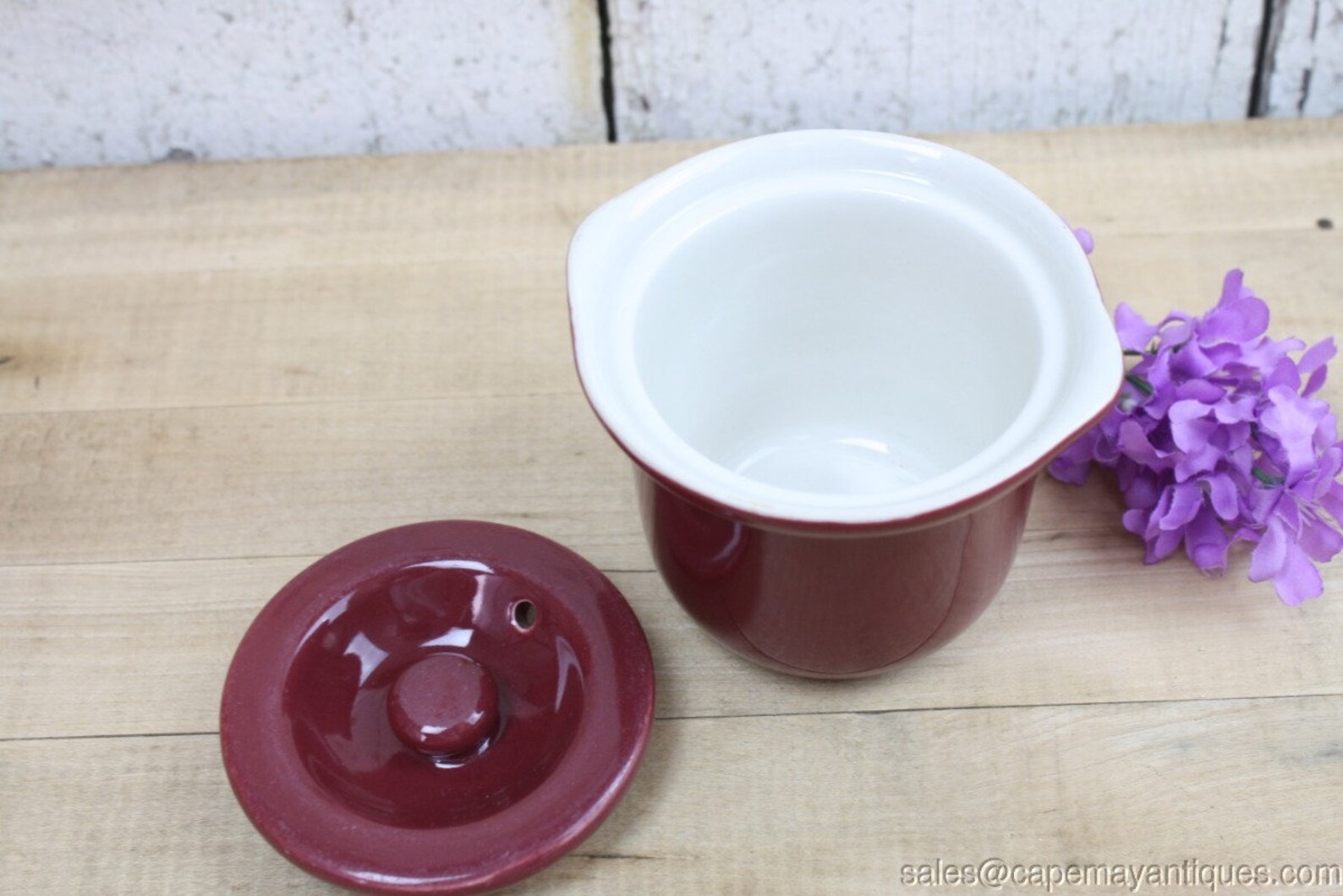 Hall Pottery Bean Pot with lid 470 Maroon Rare Color | Etsy