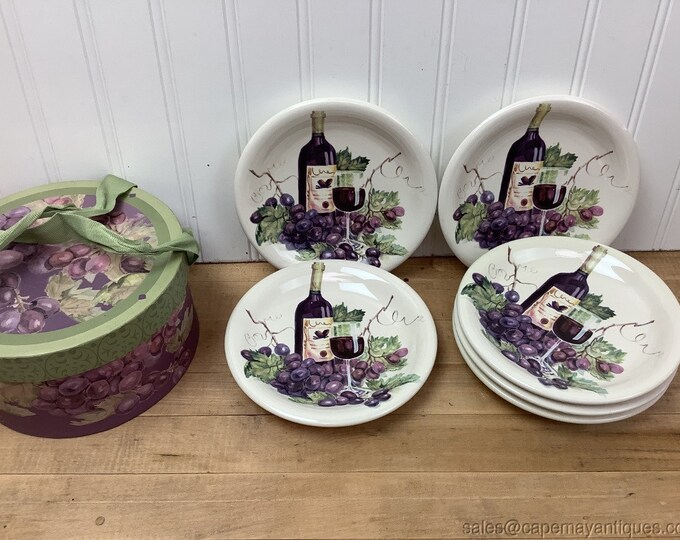 Vintage Cider House Porcelain Plates Appetizer Set of 6 Wine Purple ...