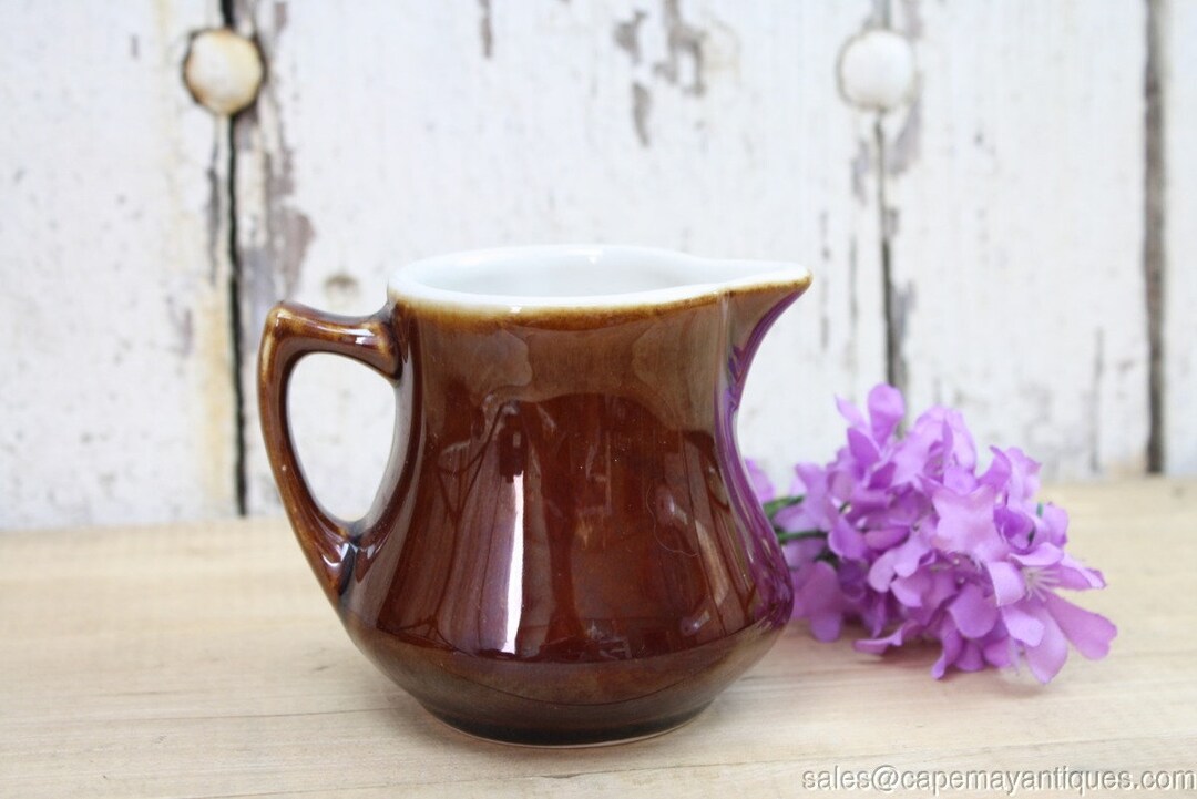 Hall Pottery Creamer Brown Restaurant Ware Vintage Pottery - Etsy