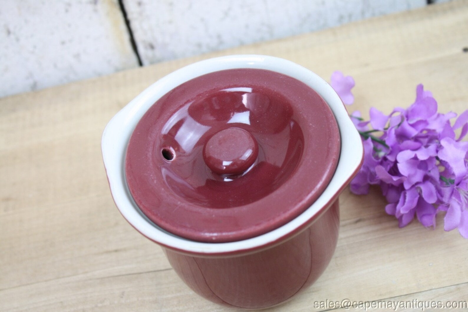 Hall Pottery Bean Pot with lid 470 Maroon Rare Color | Etsy